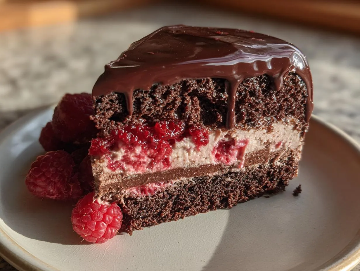 Amazing 1-Bowl Dark Chocolate Raspberry Mousse Cake