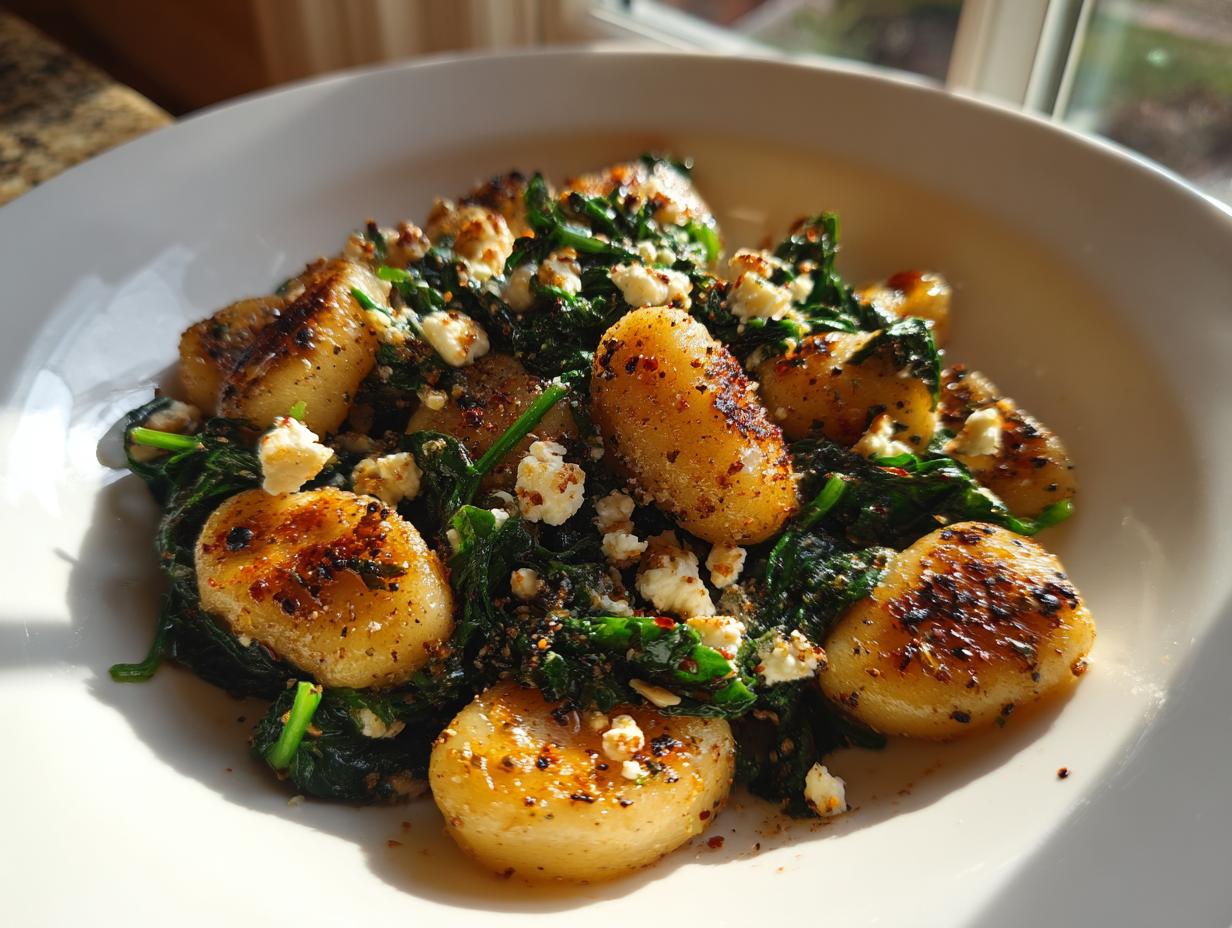 25 Minute Crispy Gnocchi With Spinach And Feta Joy