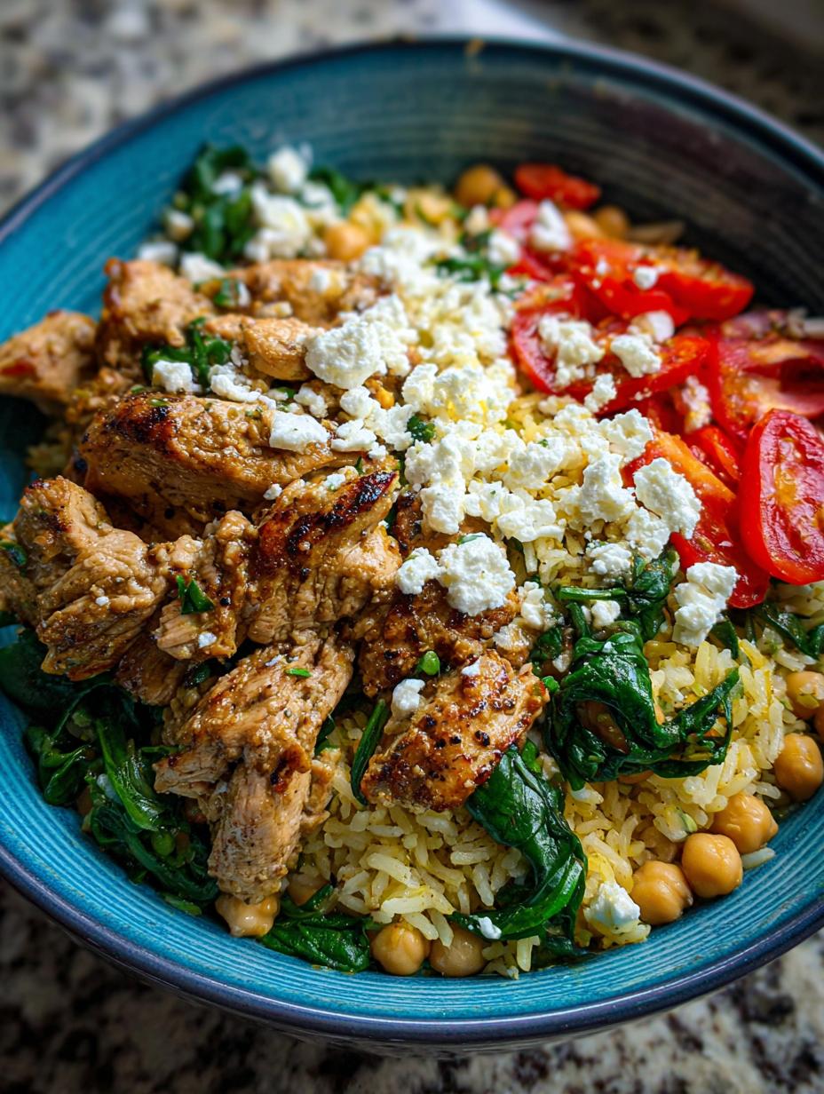 Amazing 4-Ingredient Greek Chicken Rice Feta Tomatoes