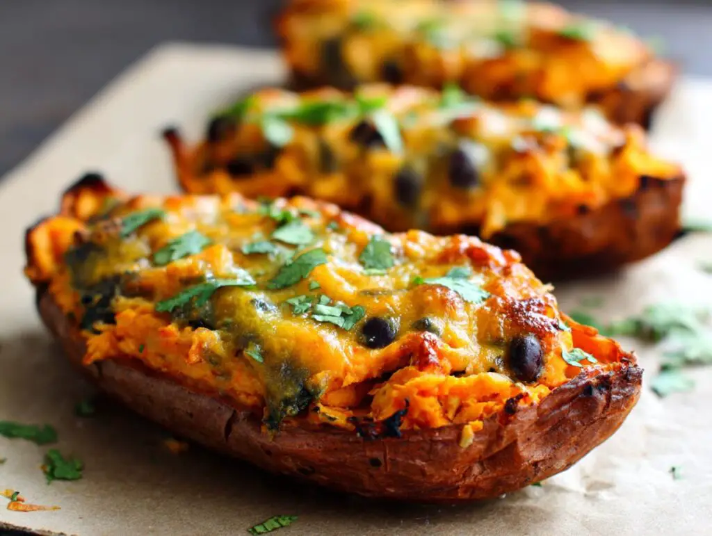 Shocking Loaded Sweet Potato Skins With Black Beans And Lime