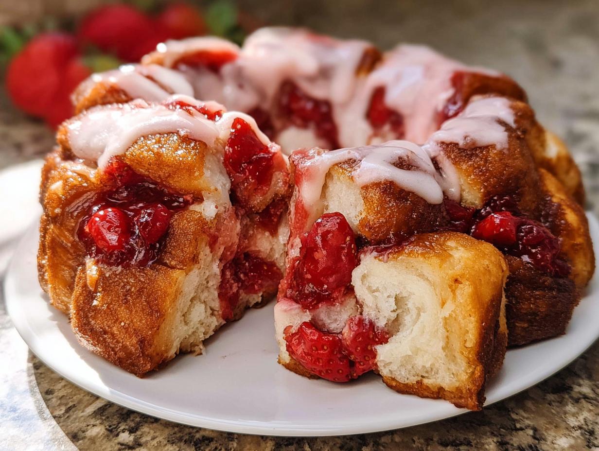 Scrumptious 1 Strawberry Monkey Bread With Cream Cheese Glaze